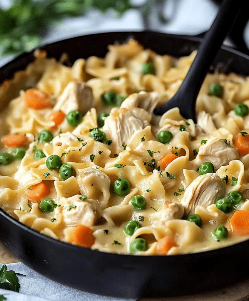 Chicken Pot Pie Noodle Skillet – A Comforting One-Pan Meal - RecipeSize
