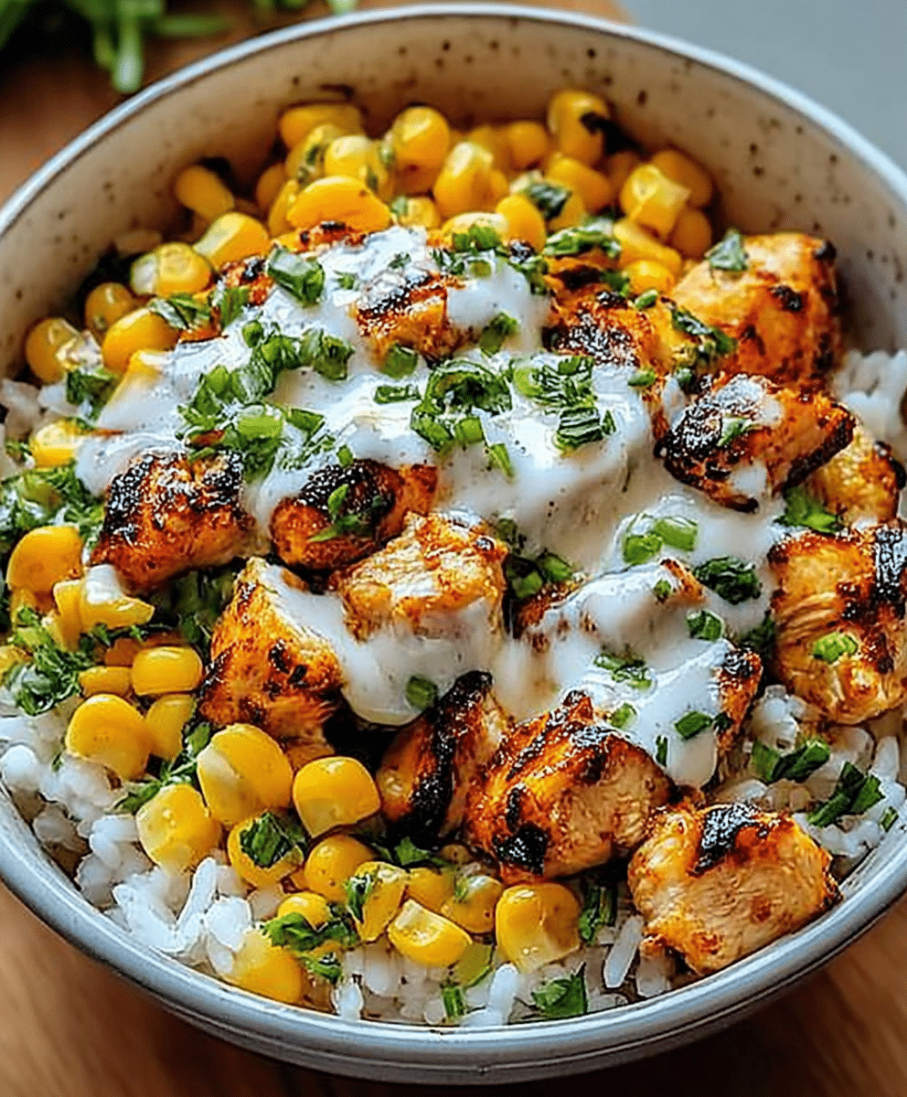 Delicious Street Corn Chicken Rice Bowl Recipe - RecipeSize