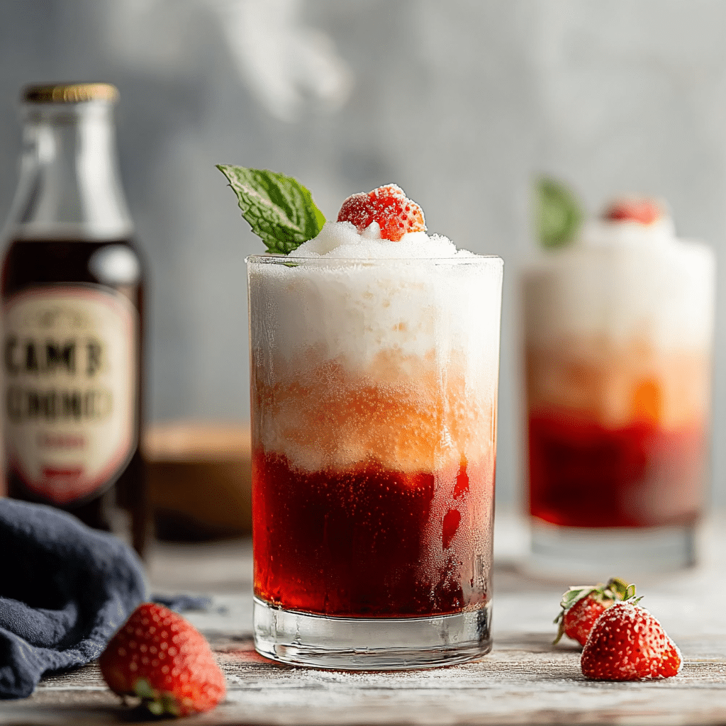 Refreshing Homemade Irish Cream Soda with Fresh Strawberries