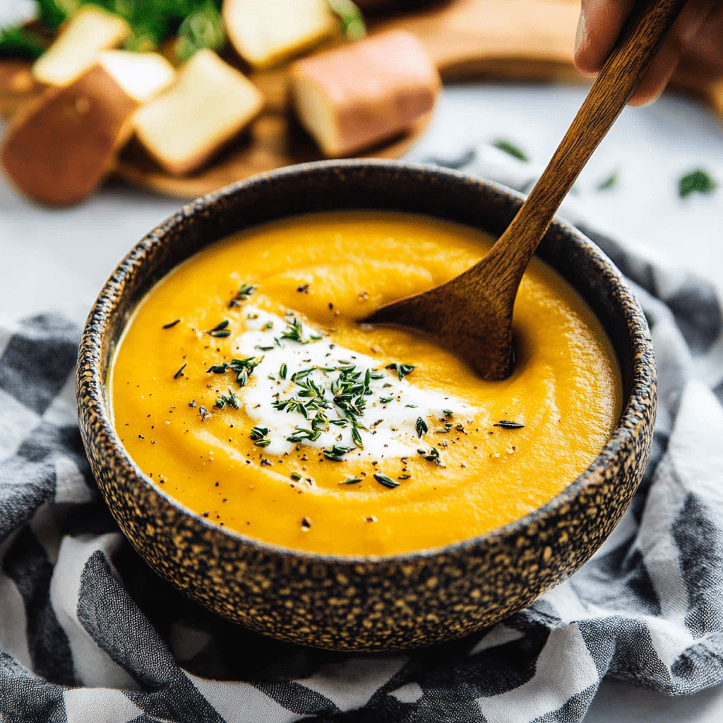 Irresistibly Creamy Roasted Sweet Potato Soup Recipe - RecipeSize