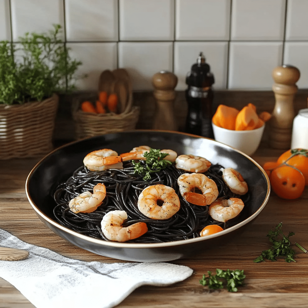 Squid Ink Pasta With Shrimp and Scallops – An Elegant Halloween Dinner