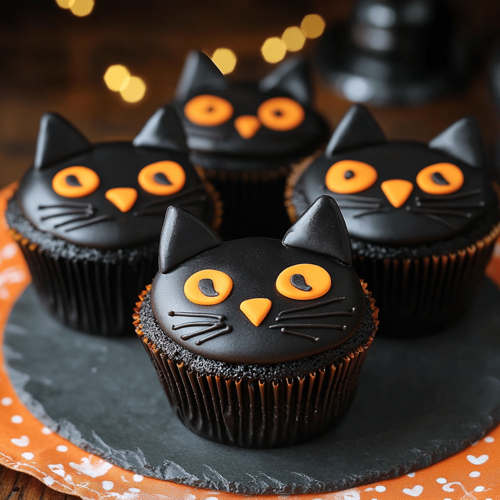 Irresistible Spooky Black Cat Cupcakes for Halloween Parties