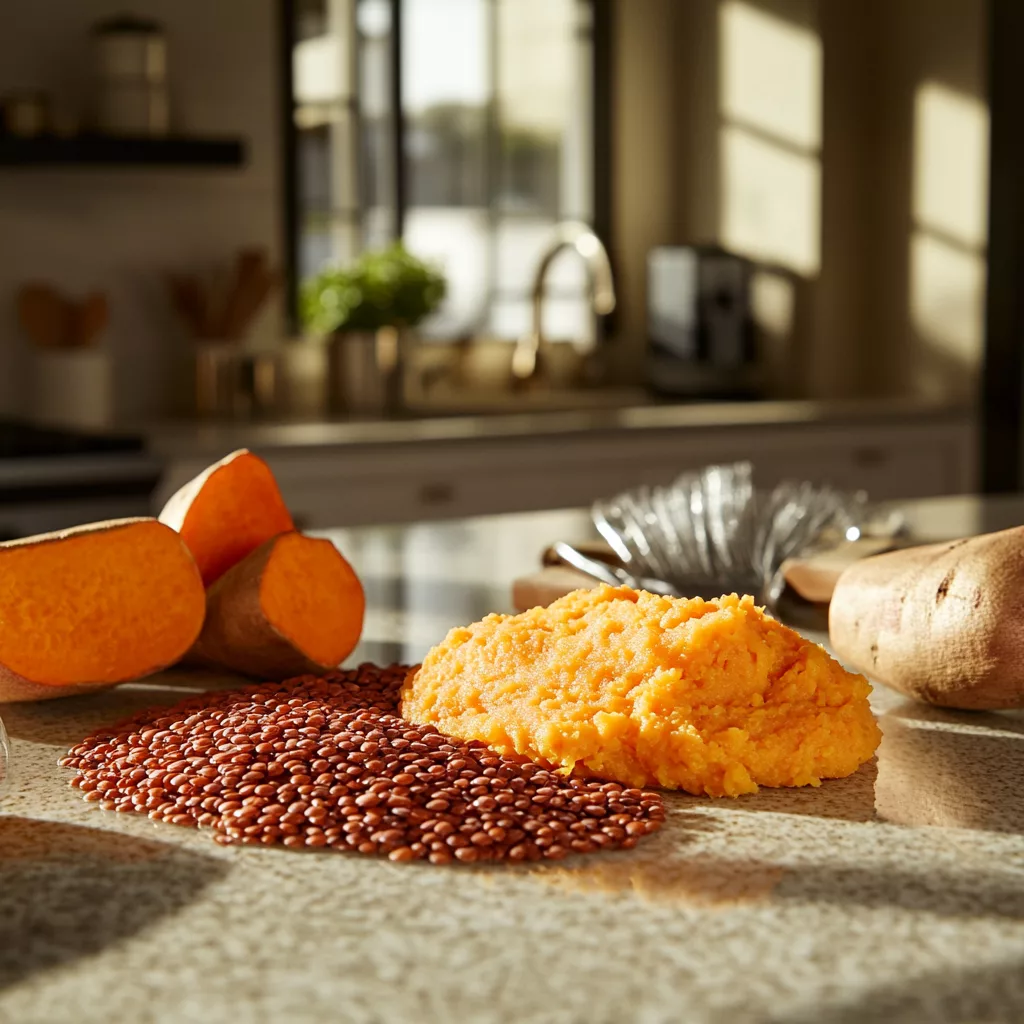 Easy Fast Vegan Dinner: Crispy Sweet Potato & Lentil Patties